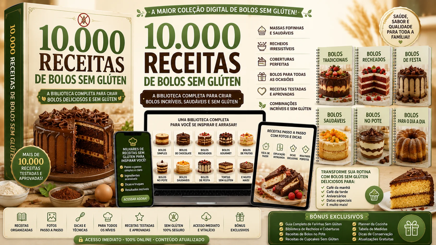 10.000 RECEITAS DE BOLOS SEM GLÚTEN - A Biblioteca Completa Para Criar ...